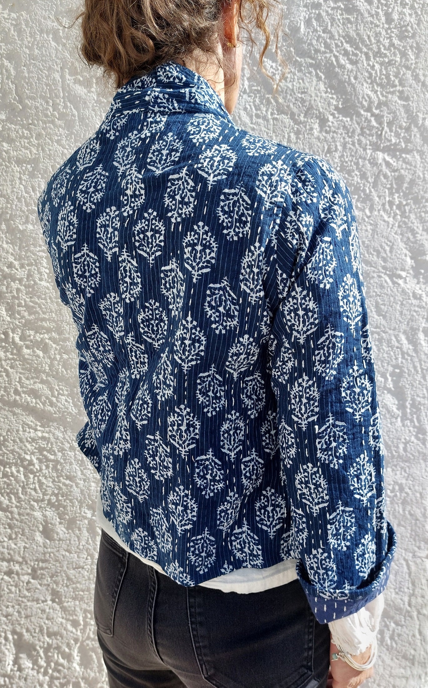 Kimono Jacket in Cotton, Indigo Color - Etsy
