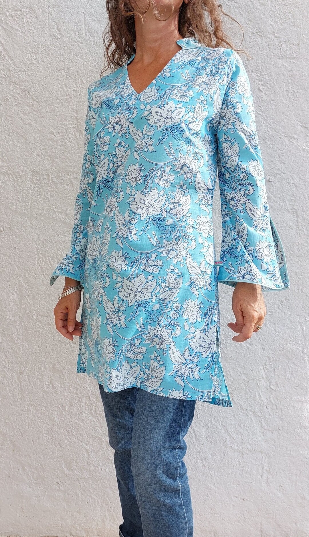 Sky Blue Tunic Dress in Cotton - Etsy