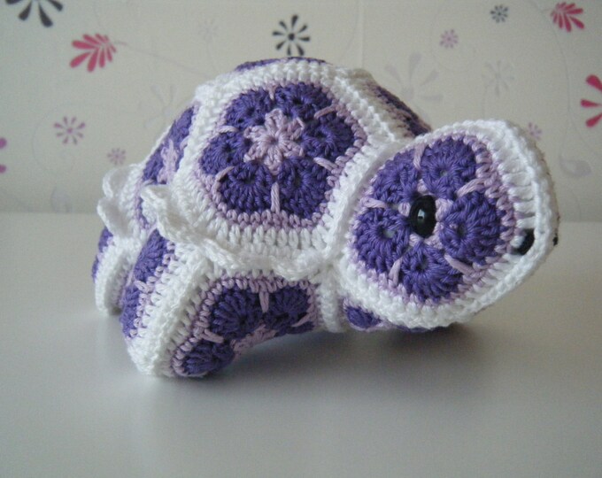 Crochet Turtle Made Out of African Flowers Decorative Tortoise for ...