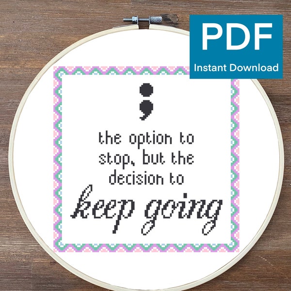 Semicolon Cross - Etsy
