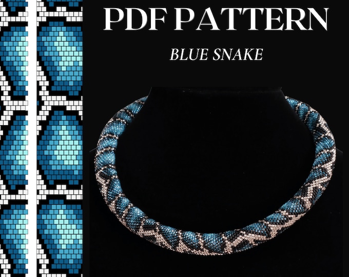 Bead Crochet PDF Pattern Blue Snake PDF Pattern for Bead Necklace Bead ...