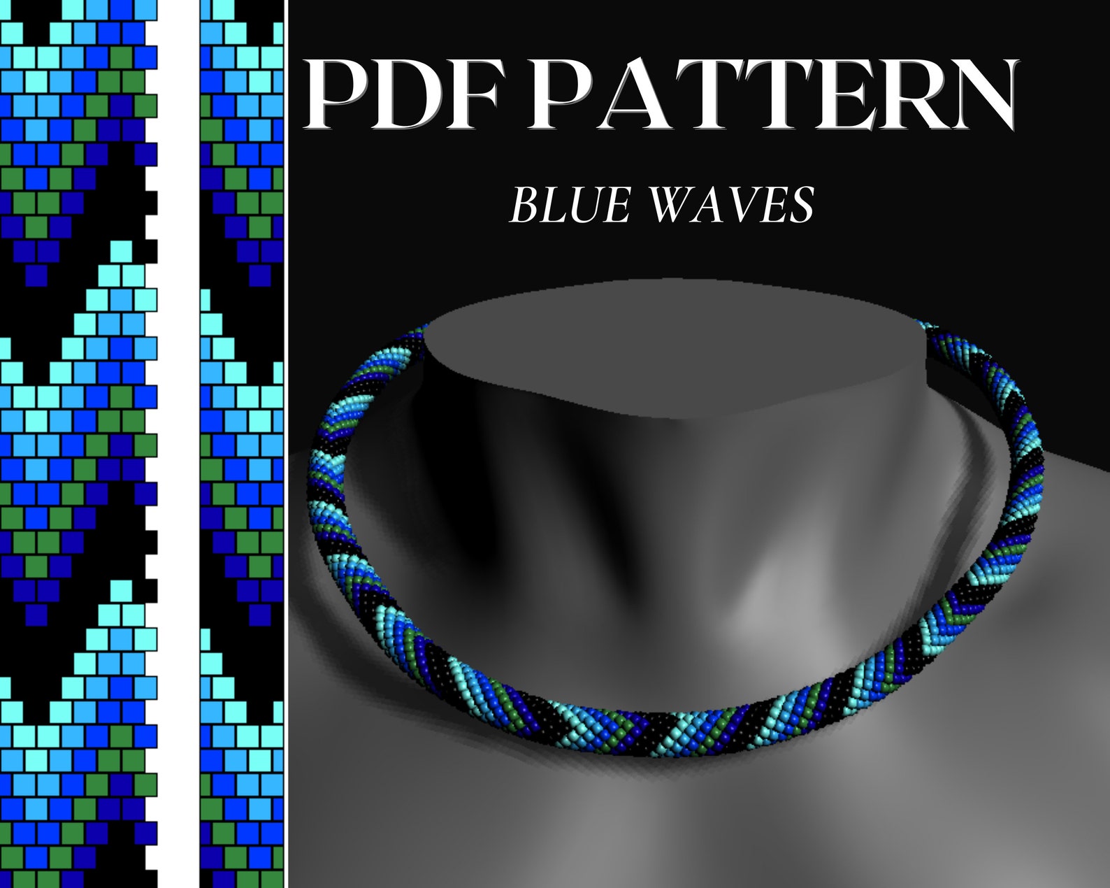 Bead Crochet PDF Pattern Blue Waves PDF Pattern for Bead - Etsy
