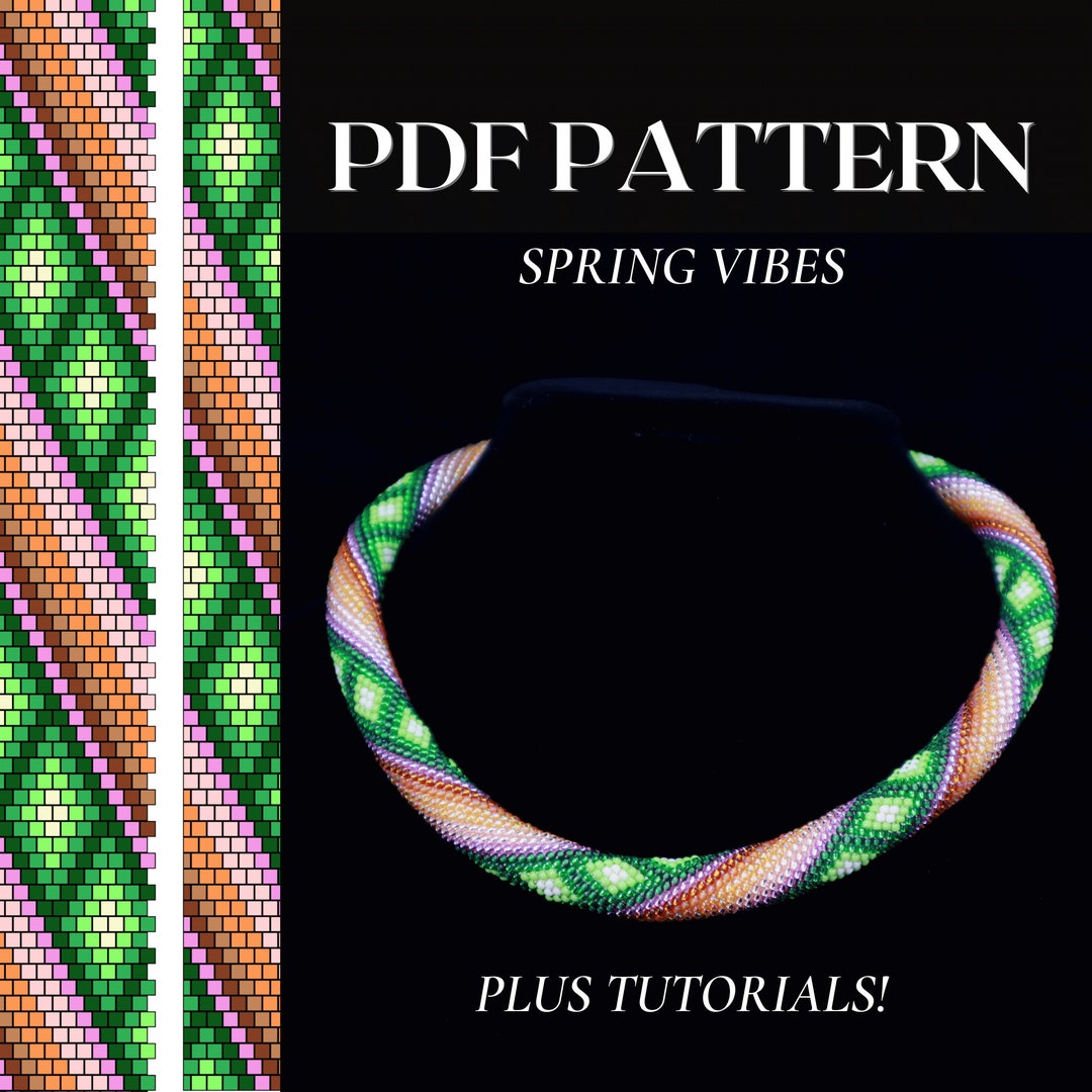 Bead Crochet PDF Pattern - PDF Pattern for Bead Necklace - Bead Crochet ...