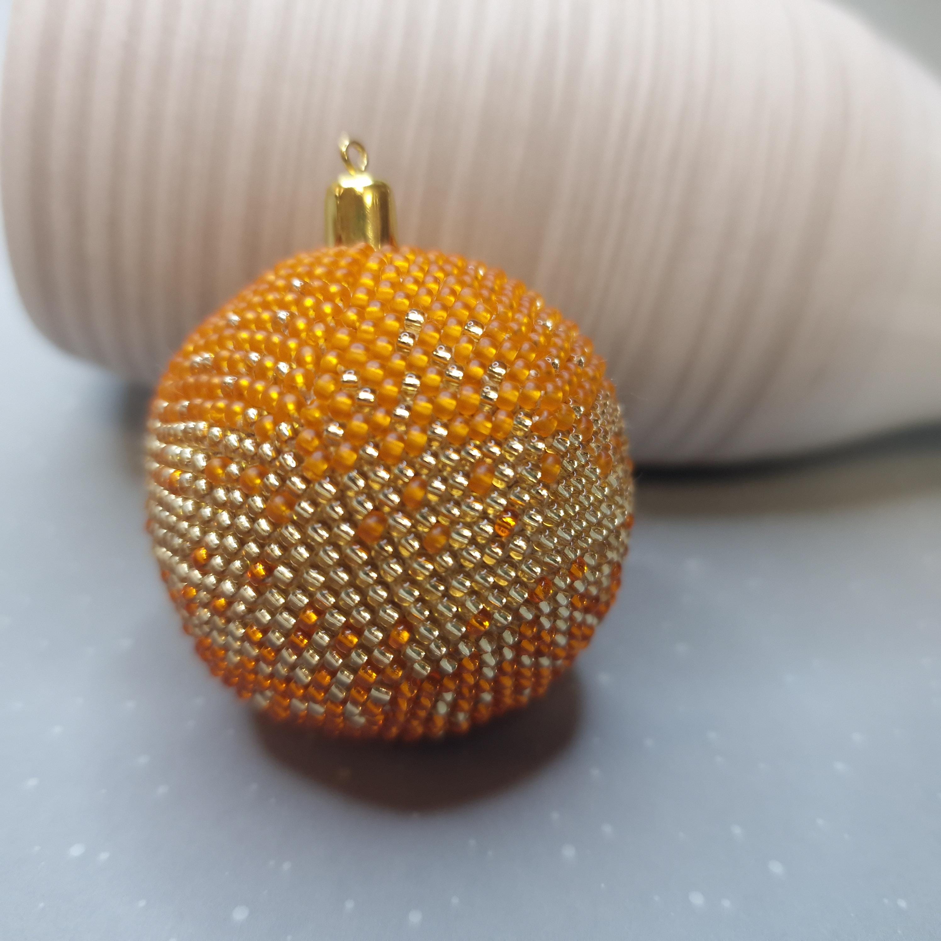 Bead Crochet Christmas Ball 4cm PDF Pattern Sunset Glow - PDF Pattern ...