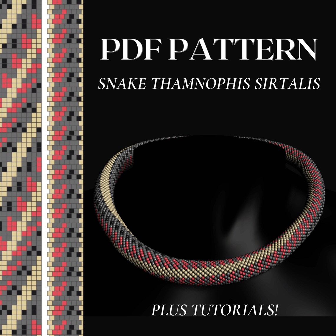 Bead Crochet PDF Pattern Snake Thamnophis Sirtalis PDF Pattern for Bead ...