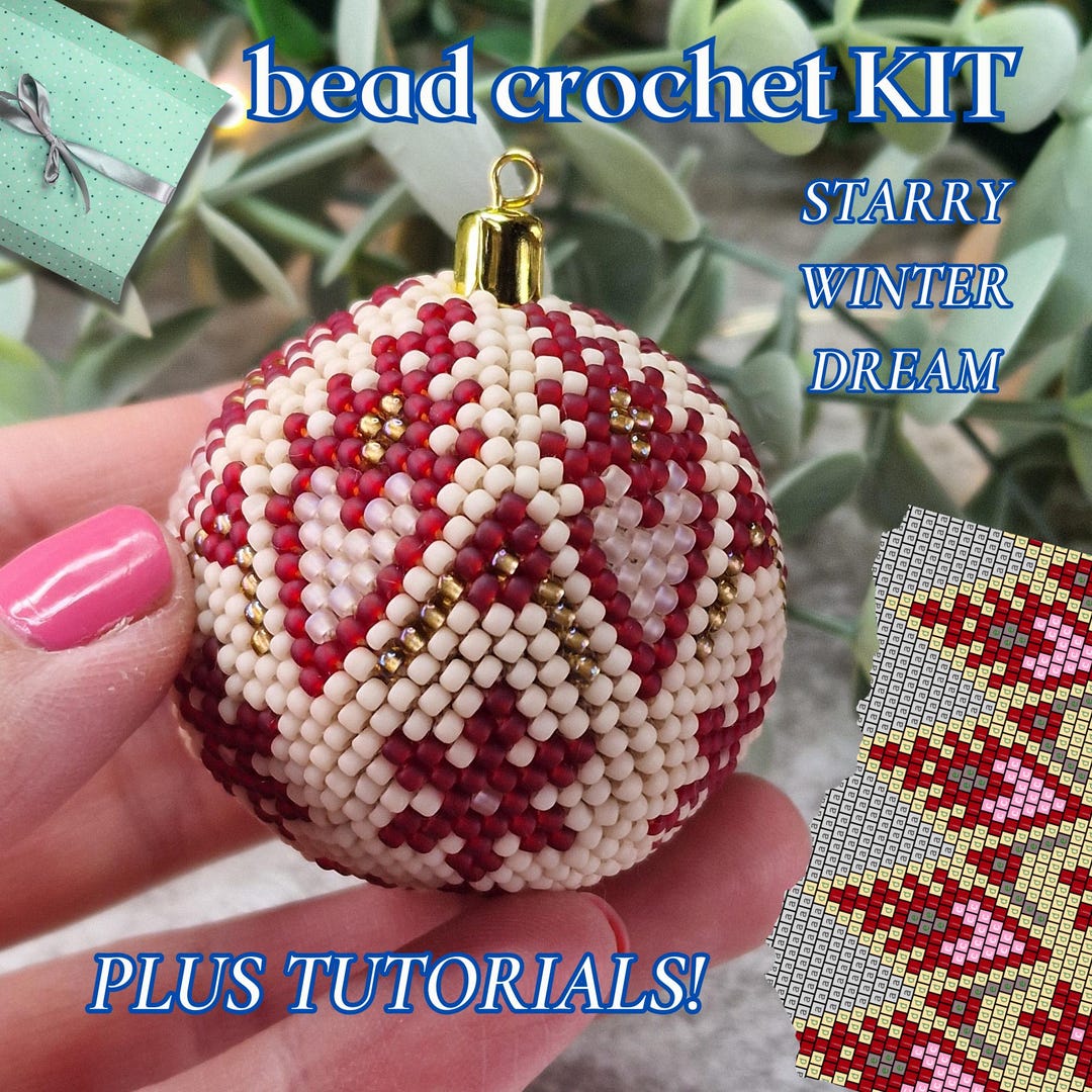 Bead Crochet Christmas Ball KIT, Beading Kit, Starry Winter Dream Ball ...