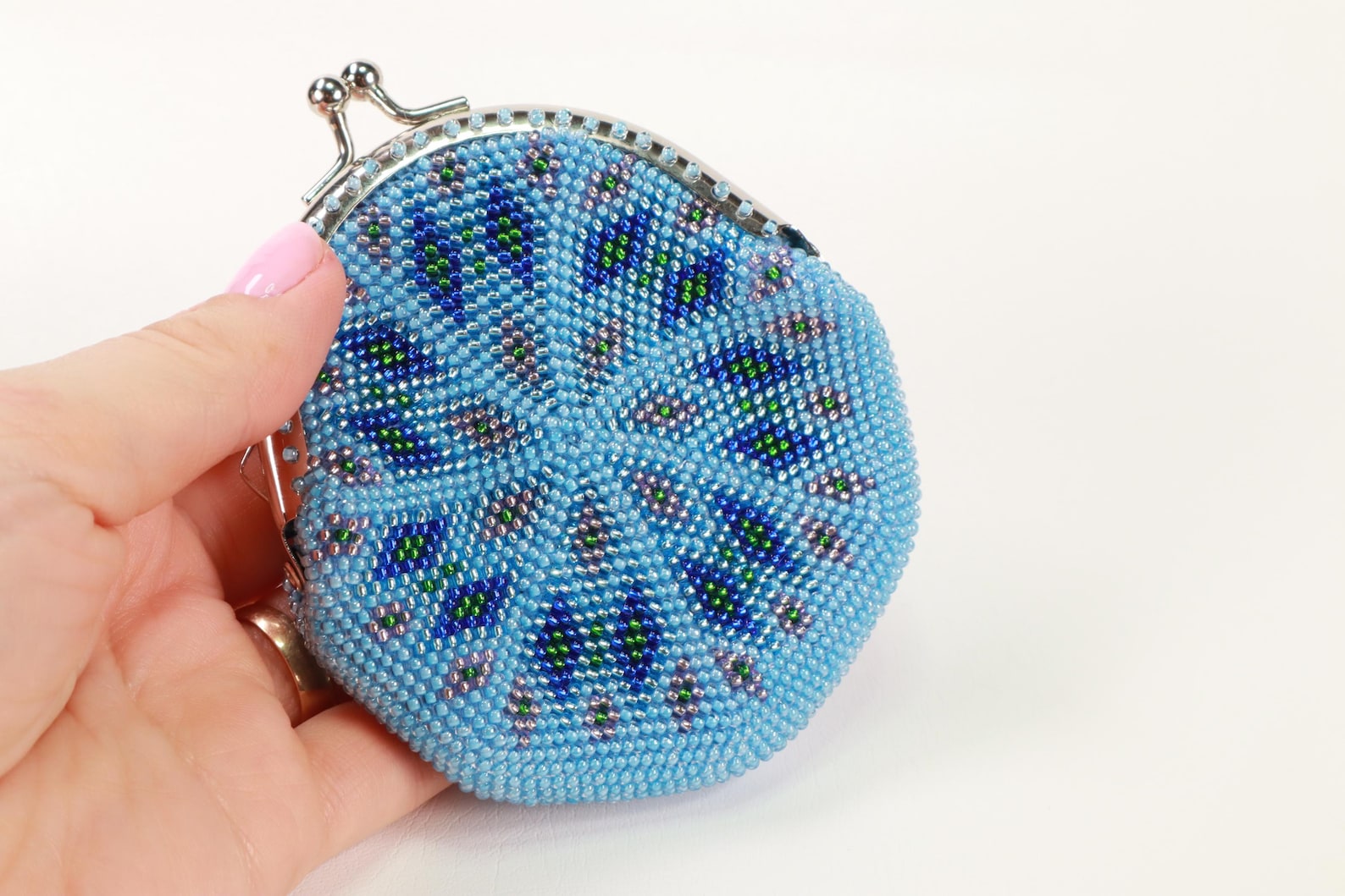 Bead Crochet Coin Purse PDF Pattern Blue Diamonds- Plus Detailed ...