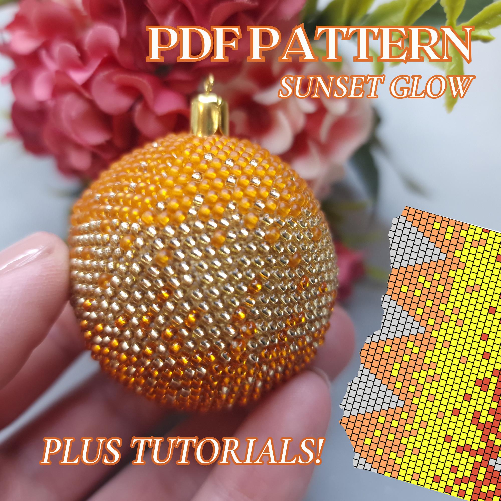 Bead Crochet Christmas Ball 4cm PDF Pattern Sunset Glow - PDF Pattern ...