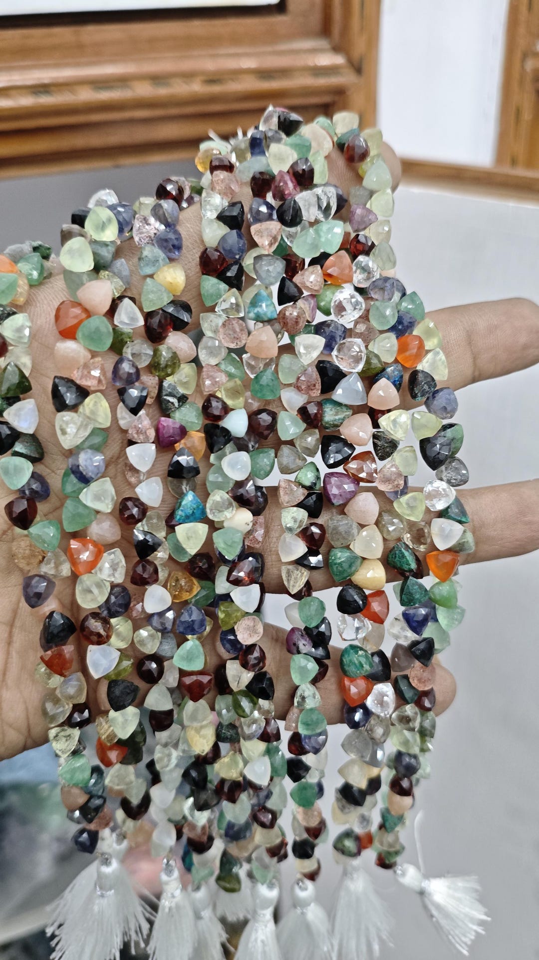 Mix Gemstones Faceted Trillion / Triangle Briolette 6-7mm Loose ...
