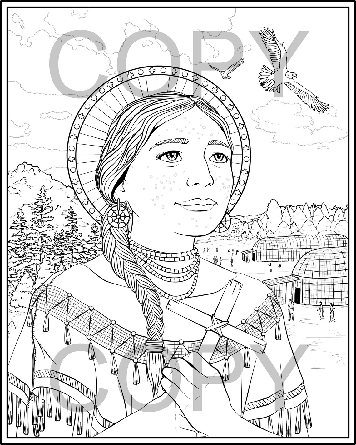 St Kateri Tekakwitha Coloring Page Coloring Pages