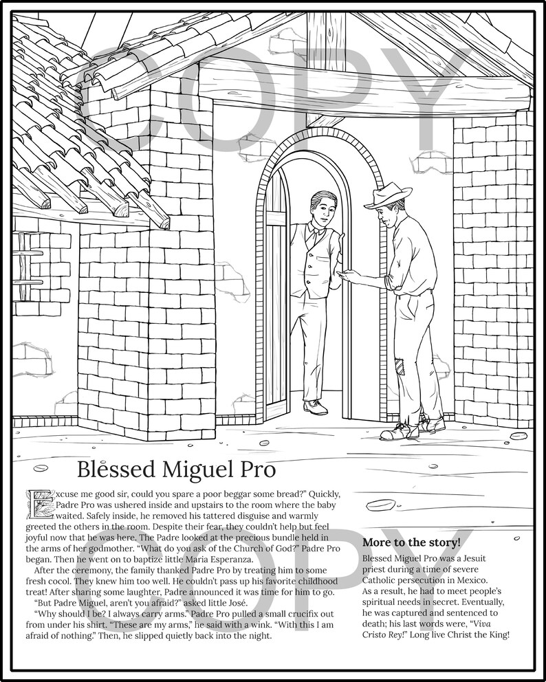 Blessed Miguel Pro Coloring Pages - Etsy