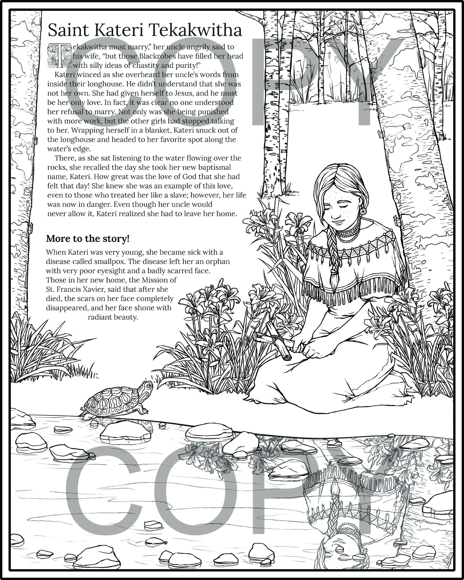 Saint Kateri Tekakwitha Coloring Pages - Etsy