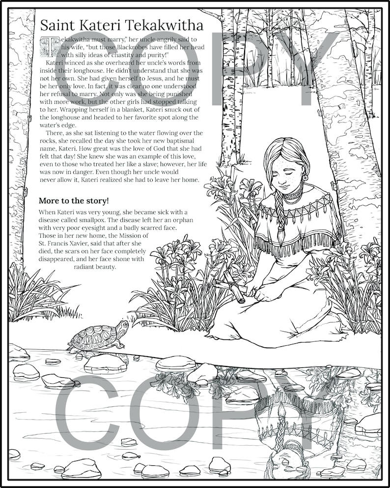 Saint Kateri Tekakwitha Coloring Pages - Etsy