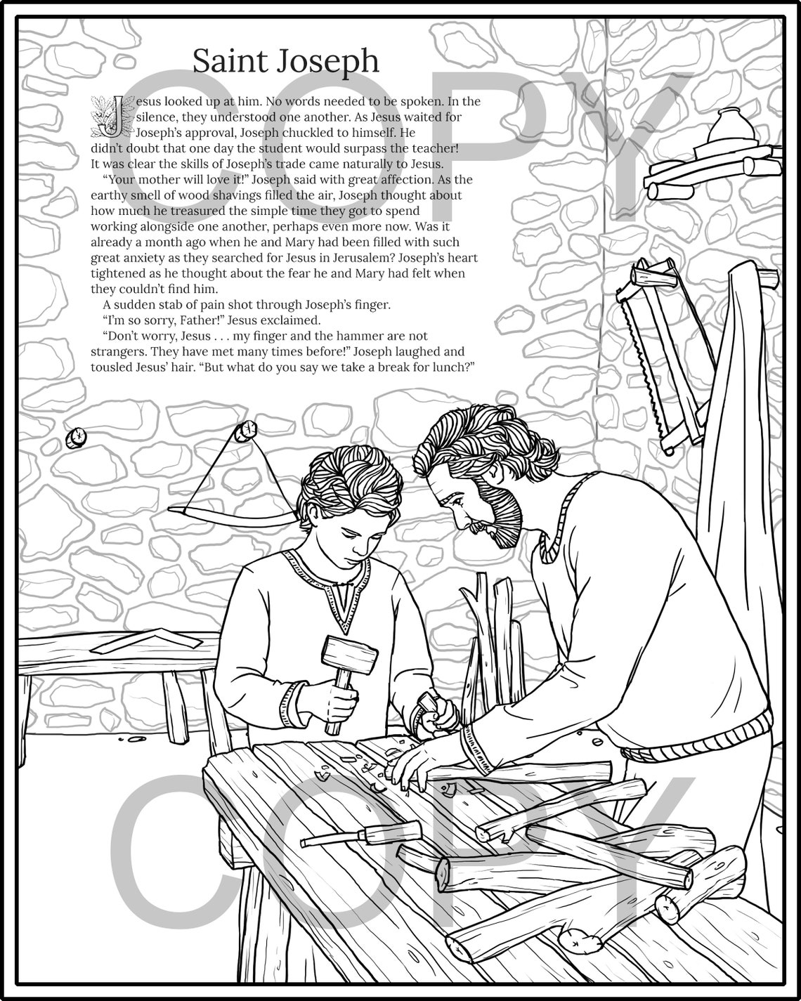 Saint Joseph Coloring Pages - Etsy