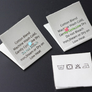 Fabric Care Labels, Sew on Labels, Printing Labels, Satin Ribbon, Sew ...