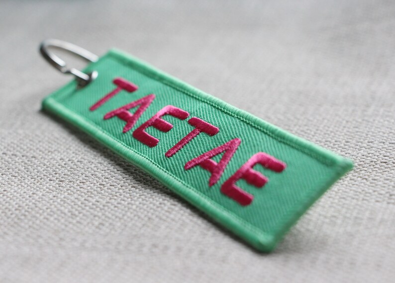 Embroidery Key Tag Custom Fabric Keychain Metal Ring - Etsy