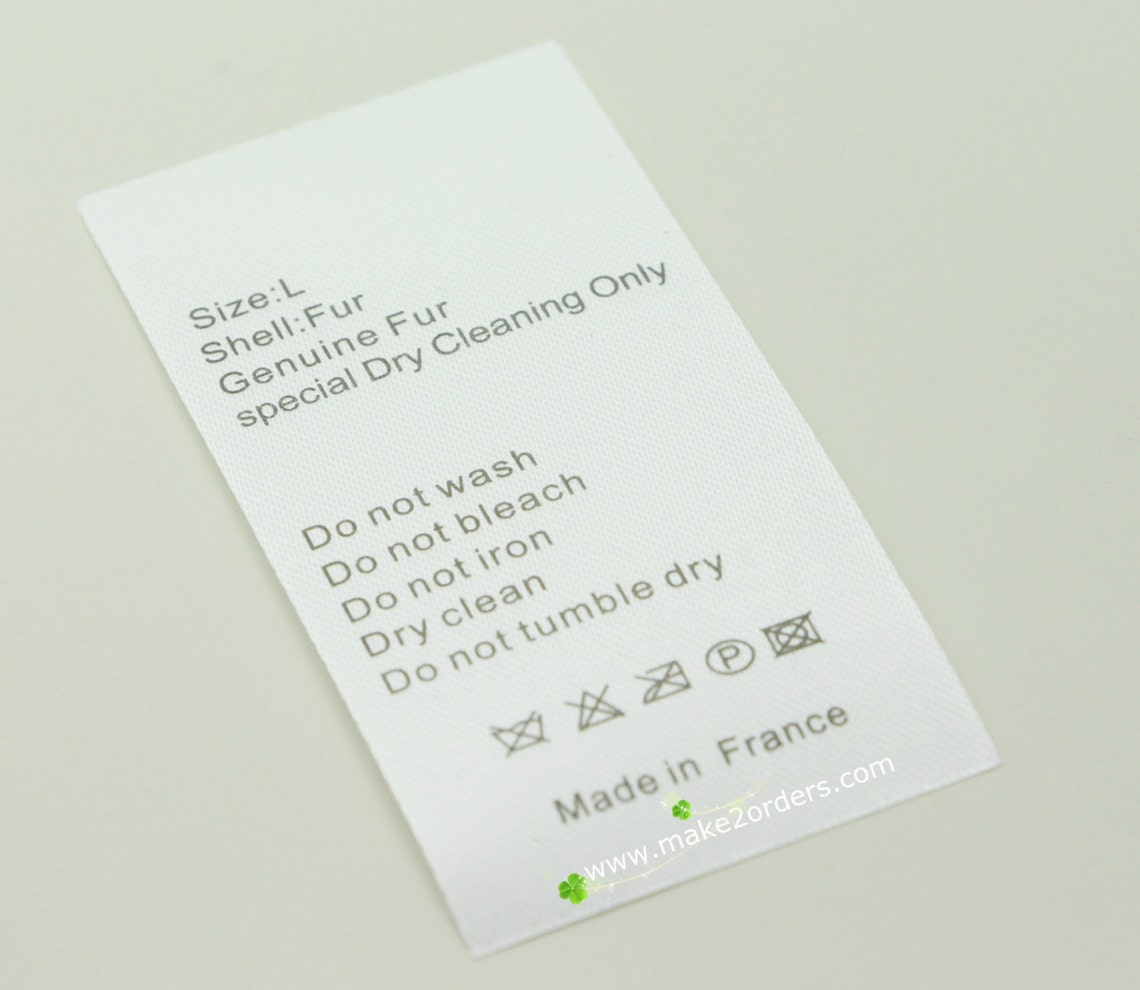 Satin Ribbon Garment Care Labels Custom Fabric Label | Etsy