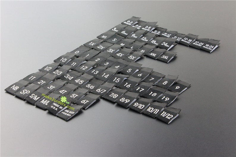 500 Sizing Labels Label Tags Infant Size Tags Clothing Size | Etsy