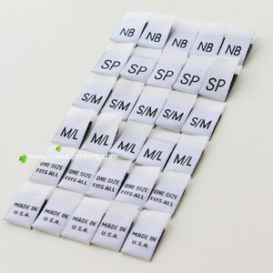 500 Sizing Labels, Label Tags, Infant Size Tags, Clothing Size Labels ...