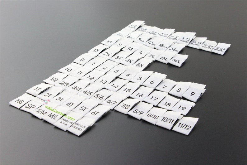 500 Sizing Labels Label Tags Infant Size Tags Clothing Size | Etsy