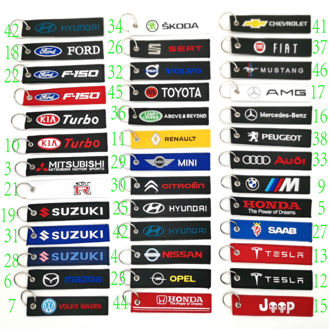 Car Keyring Car Key Tags Woven Car Keychain Embroidery - Etsy