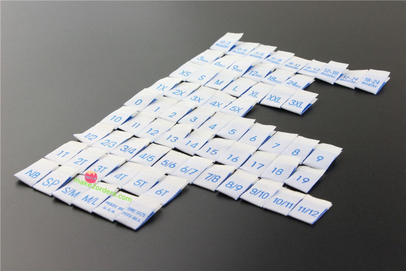 Damask Size Label Number Size Label Woven Size Combo Mixed | Etsy