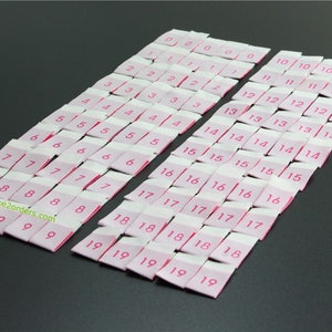 Mixed Lot Sizes Tags, Number Labels, Size Labels, Woven Size Tags ...