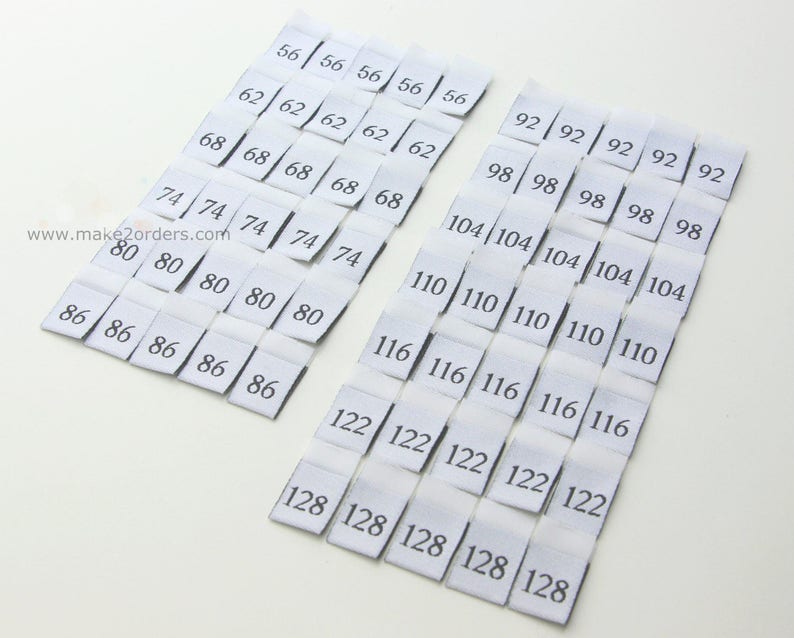 Mixed Lot Sizes Tags Number Labels Size Labels Woven Size - Etsy