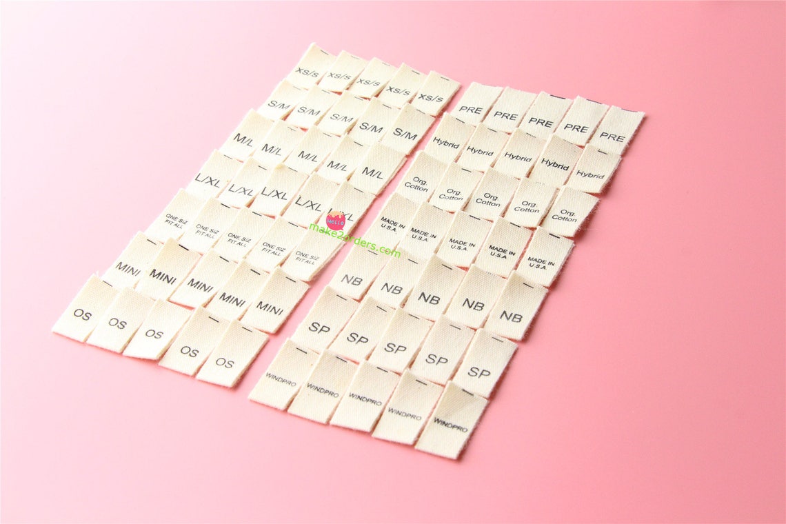 100 Tag Size Labels Printed Clothing Tags Tag Printing | Etsy