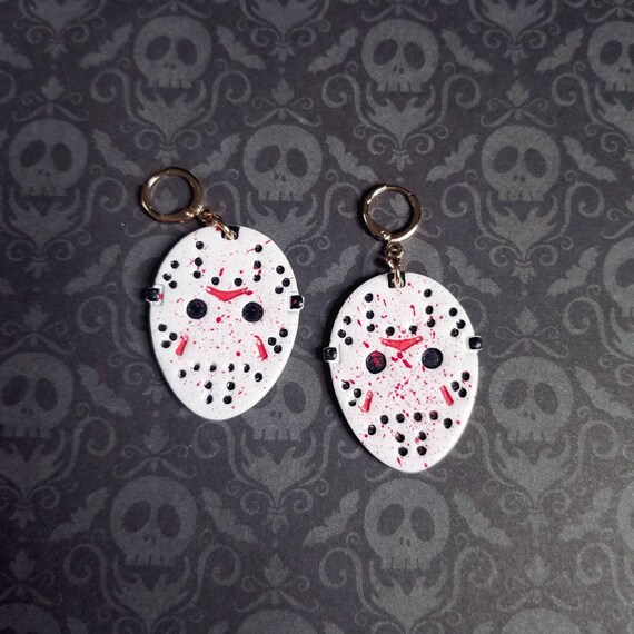 Friday the 13th Jason Voorhes Mask Polymer Clay Earrings - Etsy