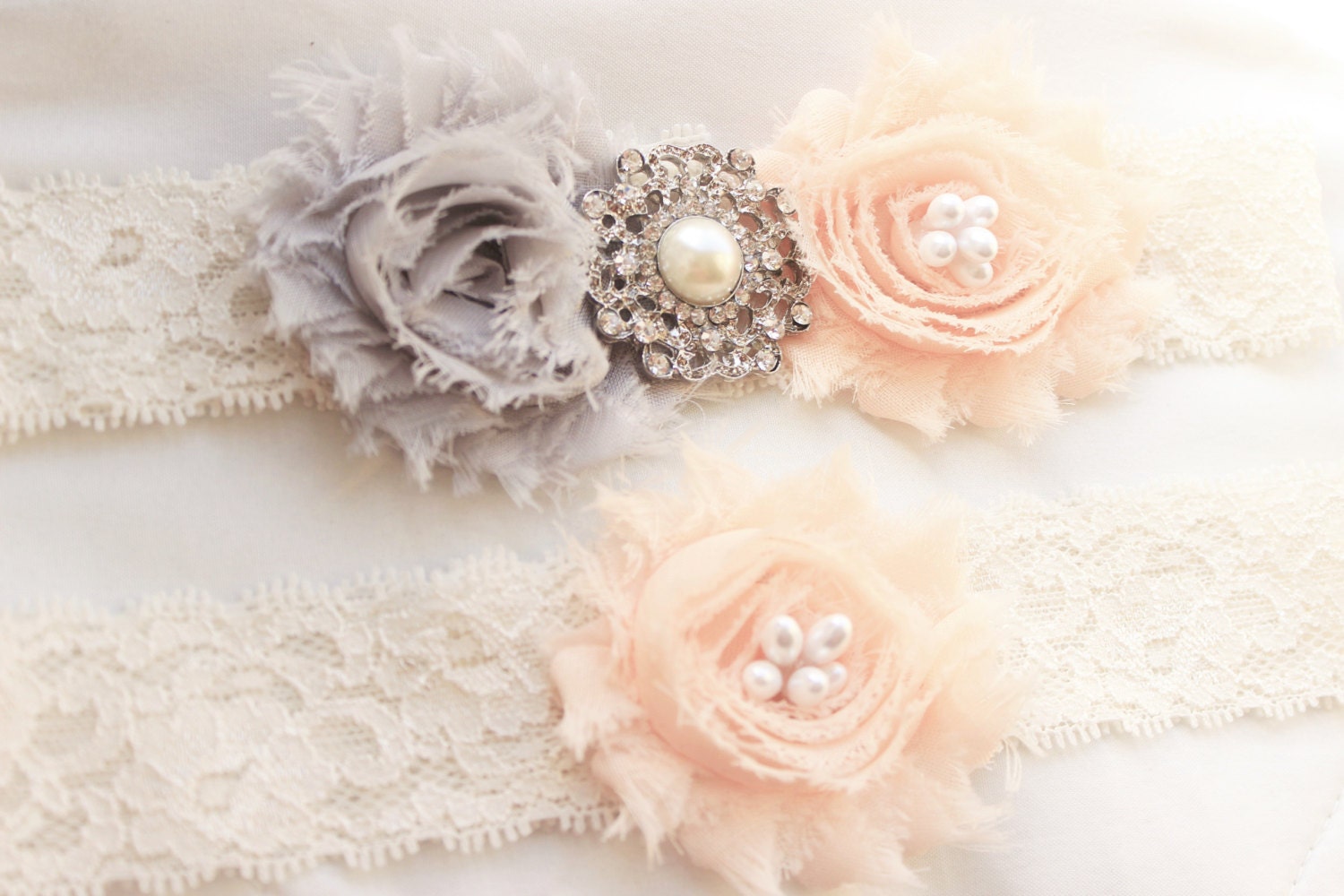 Grey & Purple Wedding Garter Set 35 Colors Ivory Lace - Etsy