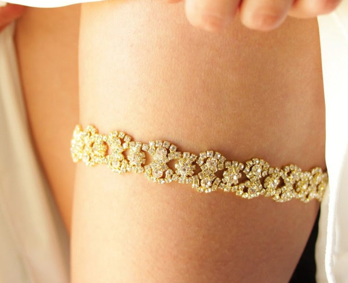 Rose Gold Diamond Wedding Garter Bridal Garter Sparkly | Etsy