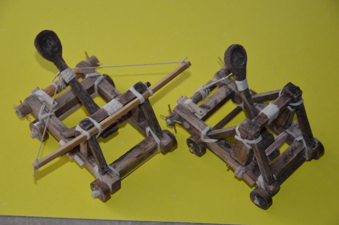 Handmade WORKING mini desktop catapults set | Etsy
