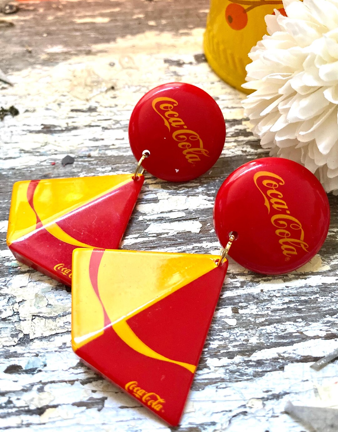 Vintage 1991 Plastic Coca Cola Clip on Earrings - Etsy
