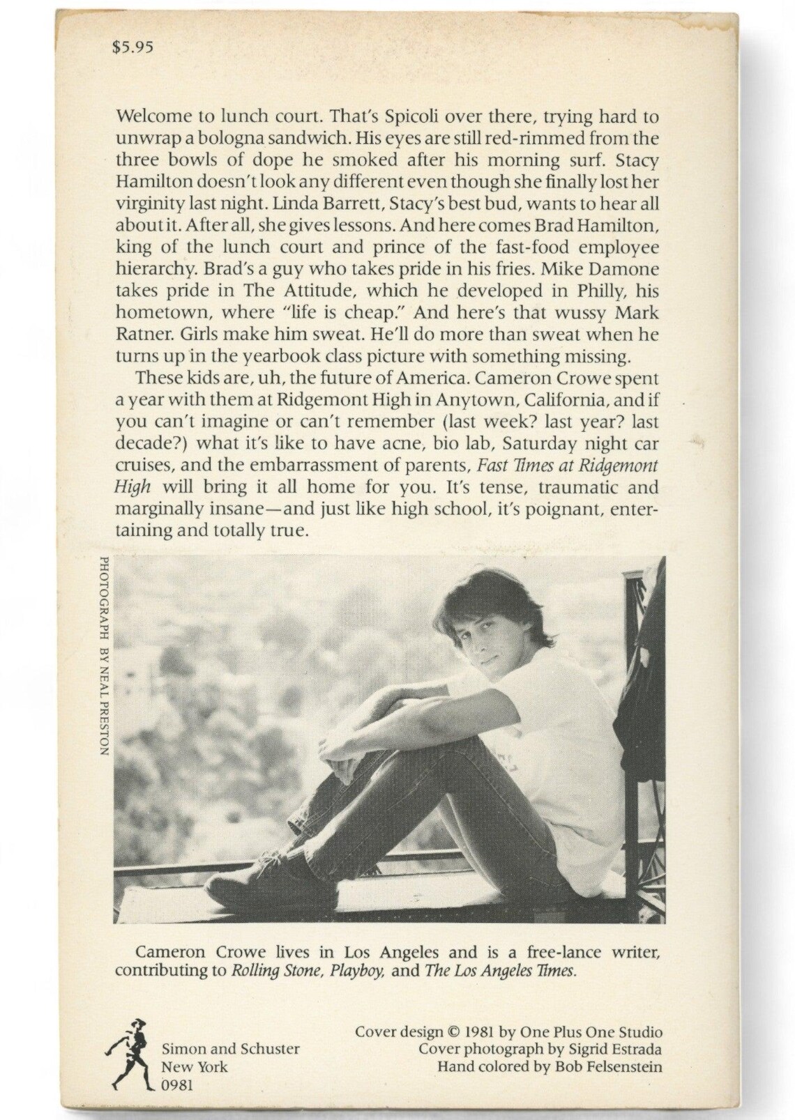 First Edition Paperback Fast Times at Ridgemont High by Cameron Crowe ...