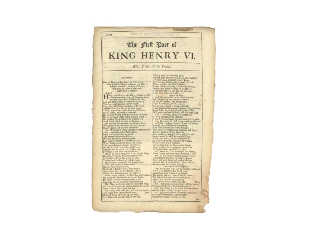 The First Part of King Henry VI Title Page obverse Final Page of King ...