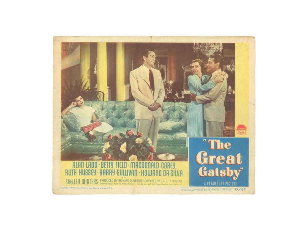 The Great Gatsby: Paramount Pictures, 1949 Lobby Card F. Scott Fitzgerald - Etsy