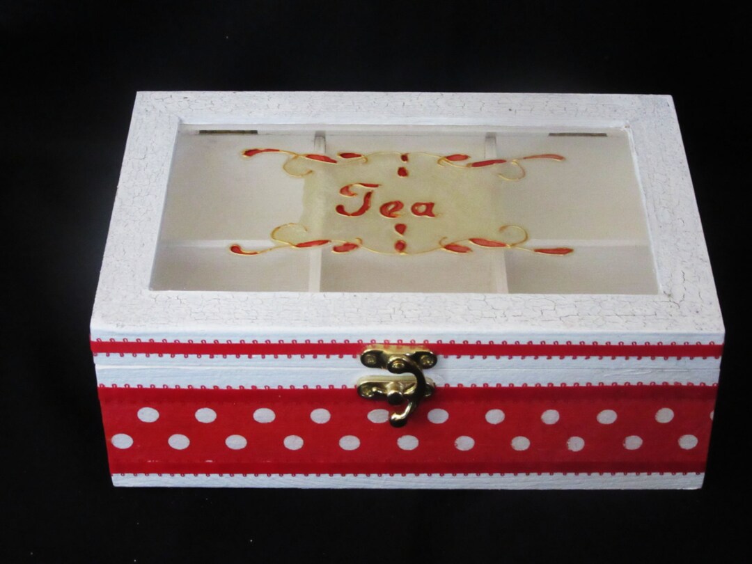 White and Red Tea Box - Etsy