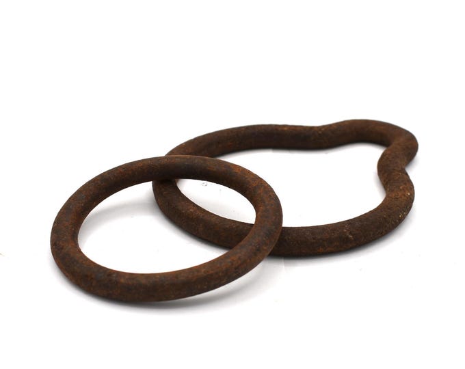 Iron Rings Set of 2 Primitive Farmhouse Barn Handmade Industrial Décor ...
