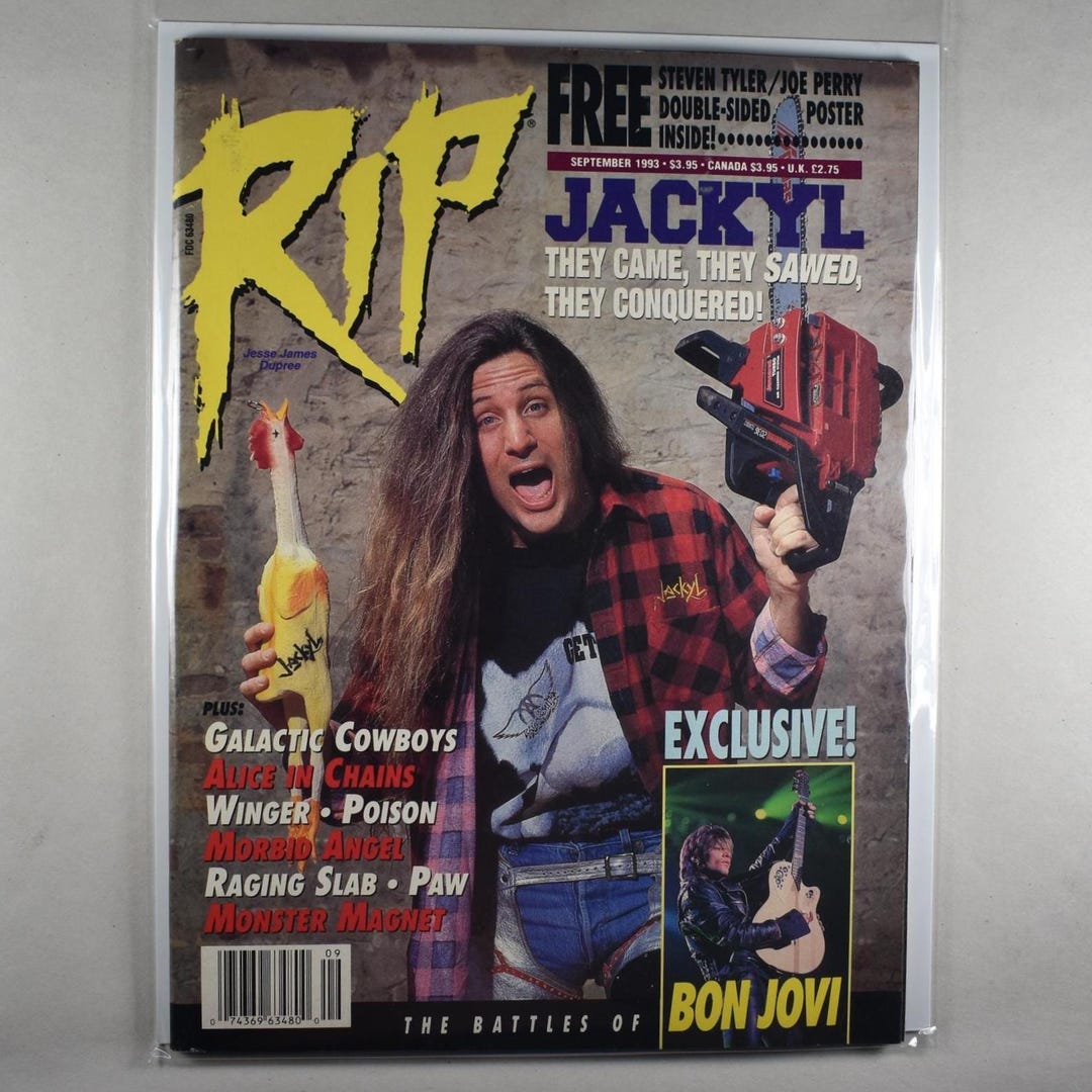 Rip Magazine September 1993 Jackyl Steven Tyler Bon Jovi POSTER Vintage ...