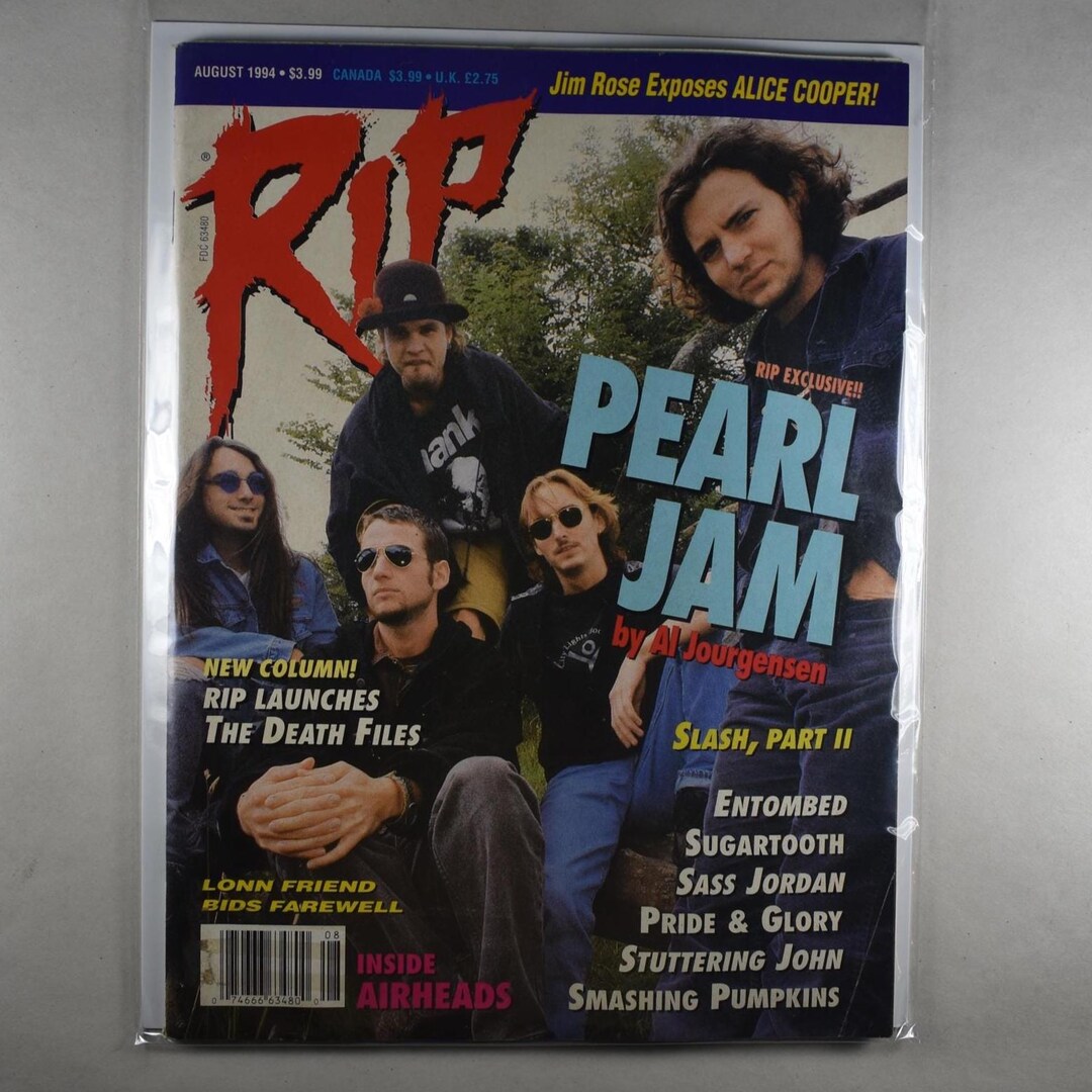Rip Magazine August 1994 Pearl Jam Slash Jim Rose Alice Cooper Vintage ...