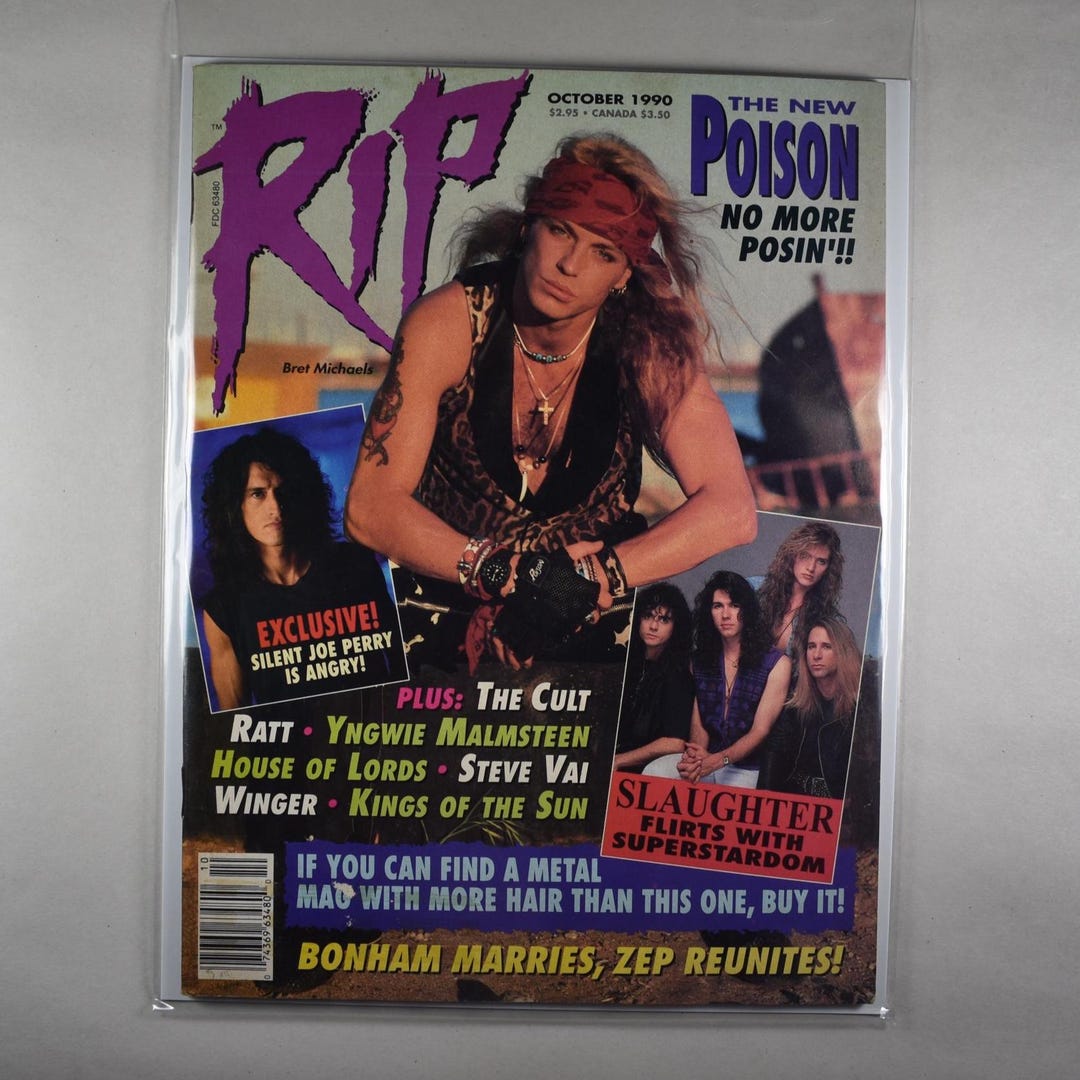 Rip Magazine October 1990 Poison Slaughter Joe Perry Vintage Rock N ...
