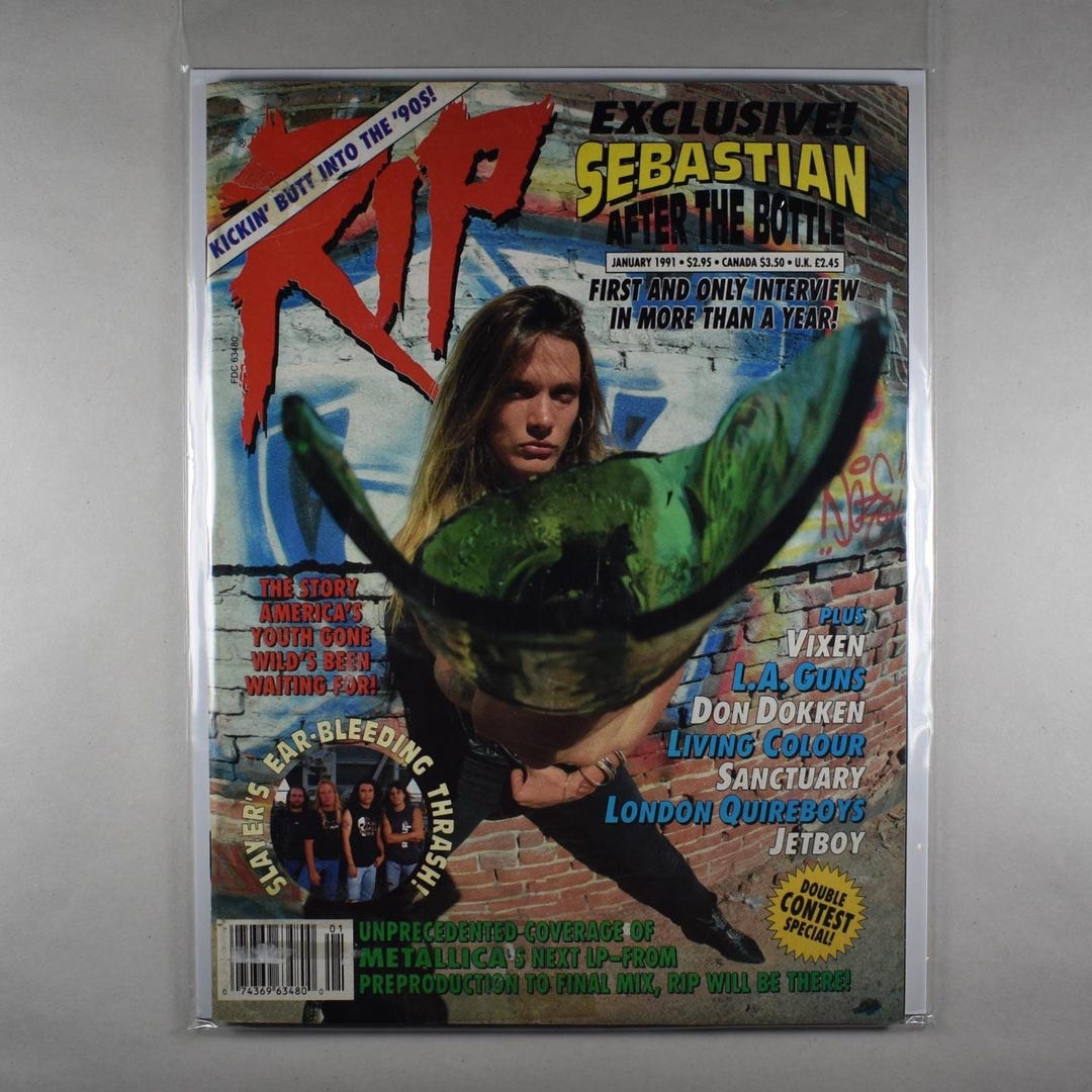 Rip Magazine January 1991 Sebastian Bach Slayer Vintage Rock N' Roll ...