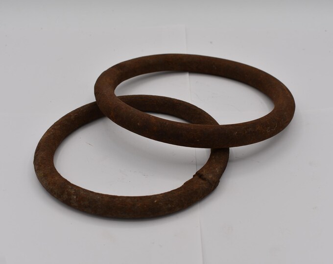 Wrought Iron Rings Set of 2 Primitive Farmhouse Barn Handmade ...