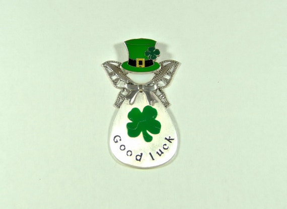 Good Luck Irish Angel Pin | Etsy