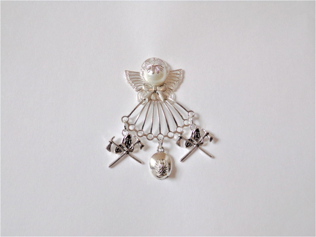 The Fireman Angel Pin, Firefighter Angel Brooch - Etsy