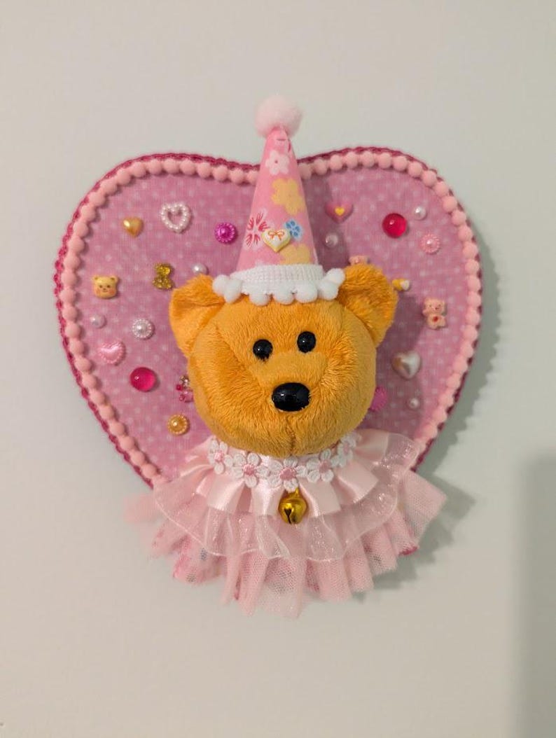 Plushie Taxidermy Orange Bear Wall Hanging - up Cycled Stuffed Animal ...