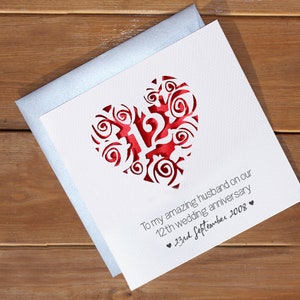12th Anniversary Card - Silk | Married 12 Years | Twelve Years | Card ...