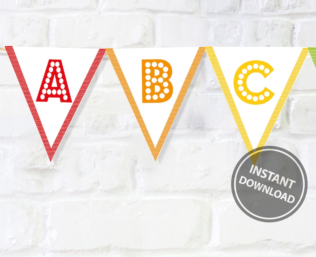 PRINTABLE Digital File - Rainbow Alphabet Banner, Rainbow Letters Sign ...