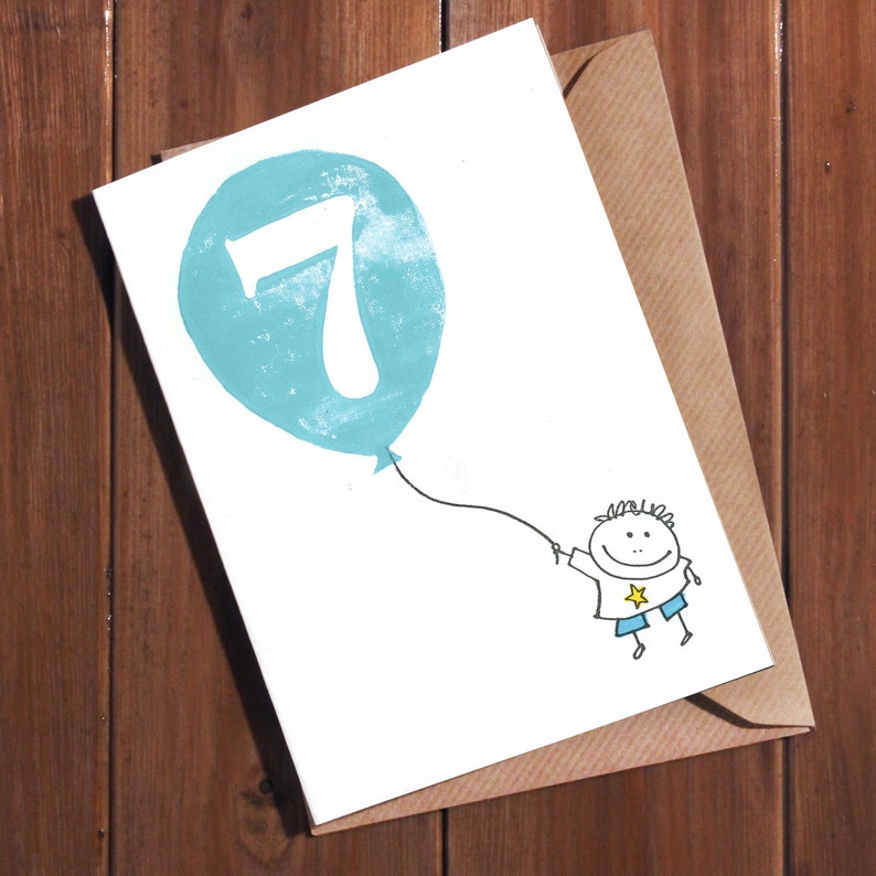 Seven Year Old Card, Age 7 Birthday Card, 7th Birthday Card, 7 Today ...